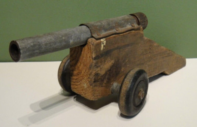 Vintage Handmade Toy Cannon - Wood, Metal, Fuse Hole - Untested | eBay
