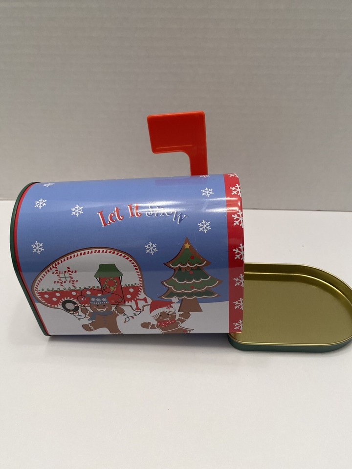 Christmas Mailbox Tin Gingerbread Man House Holiday Tabletop Decor 5"X4 ...
