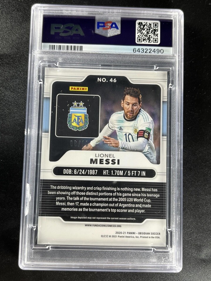 2020-21 Panini Obsidian Lionel Messi #46 Electric Etch Yellow /10 PSA ...