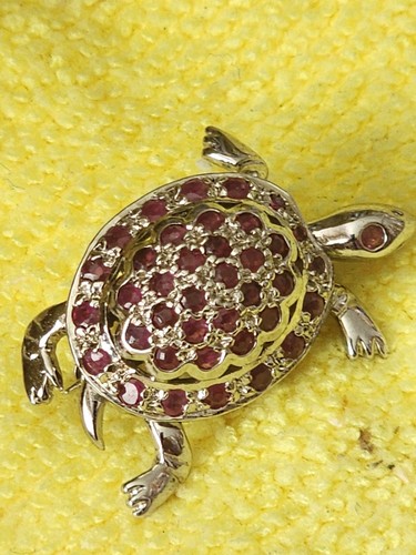 Ruby Studded Sterling Turtle Pin | eBay