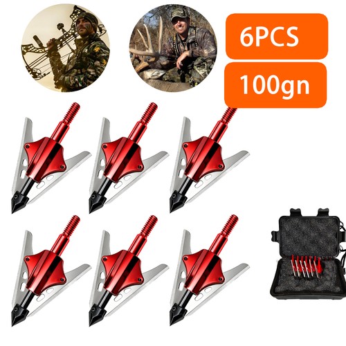 6Pcs BloodRunner Broadheads 100Gr 2 Spring Slide Retractable Blade ...