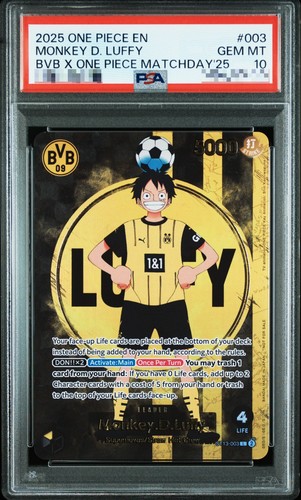 PSA 10 Monkey D Luffy ST13-003 BVB Borussia Dortmund ONE PIECE Matchday ...