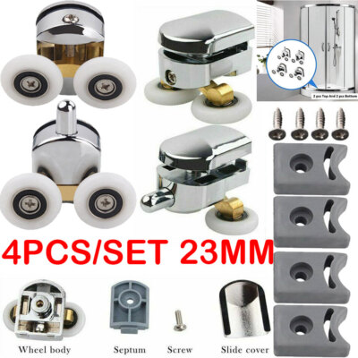 4 X Twin Shower Screen Door ROLLERS/Runners/Wheels Top & Bottom 23mm ...