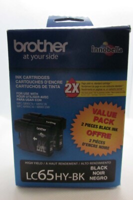 Brother LC65HY-BK Black High Yield Ink Cartridge - Exp 07/2023 - 2 Pack ...