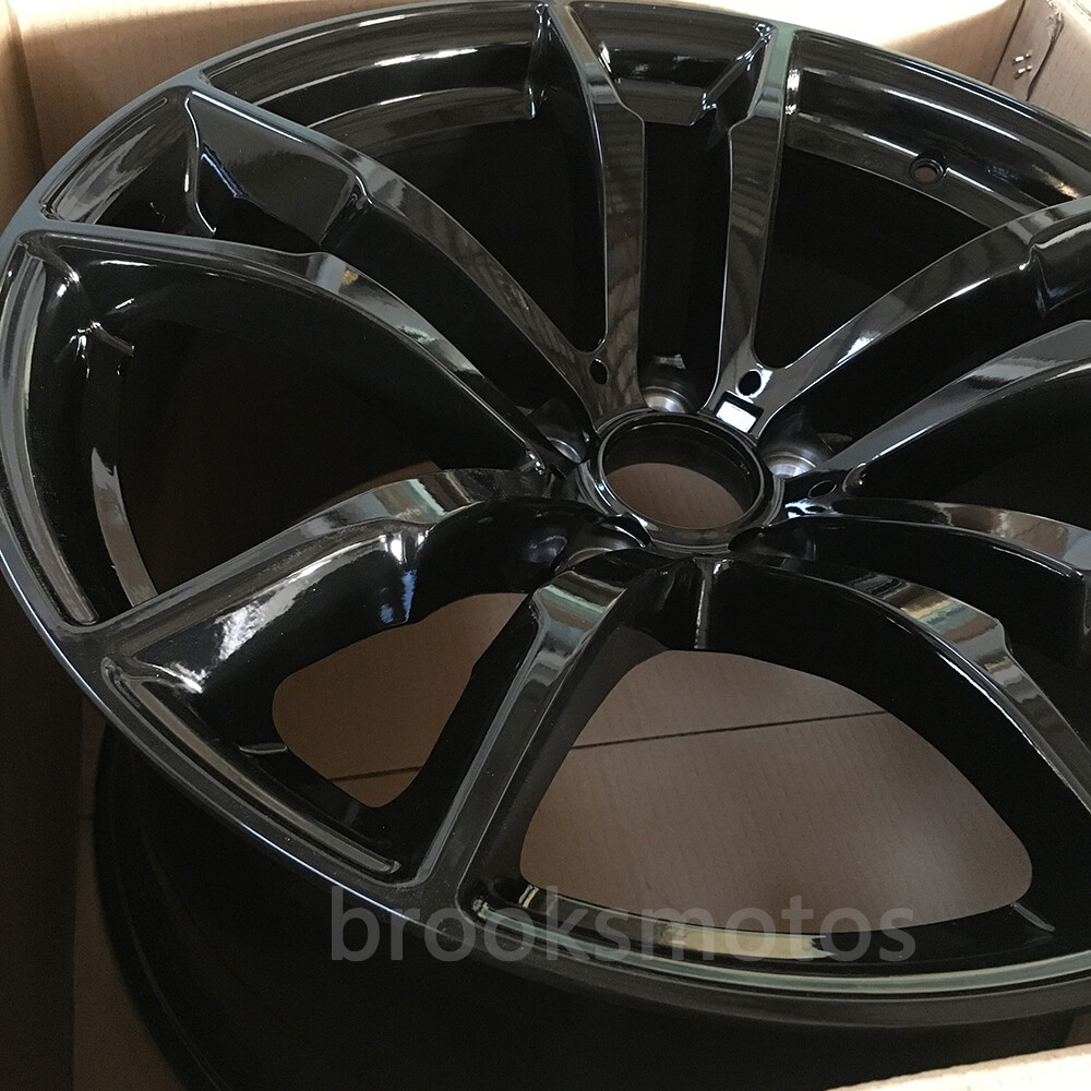 20" TWIN 5 SPOKE GLOSS BLACK STYLE WHEEL RIM FITS BMW X5 E70 F15 X6 E71 ...