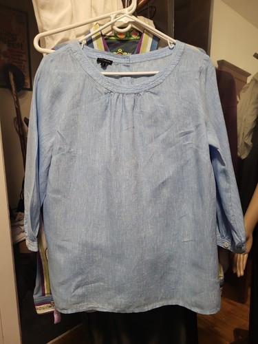 Talbots Light Blue Linen Button Back Tunic Top M | eBay