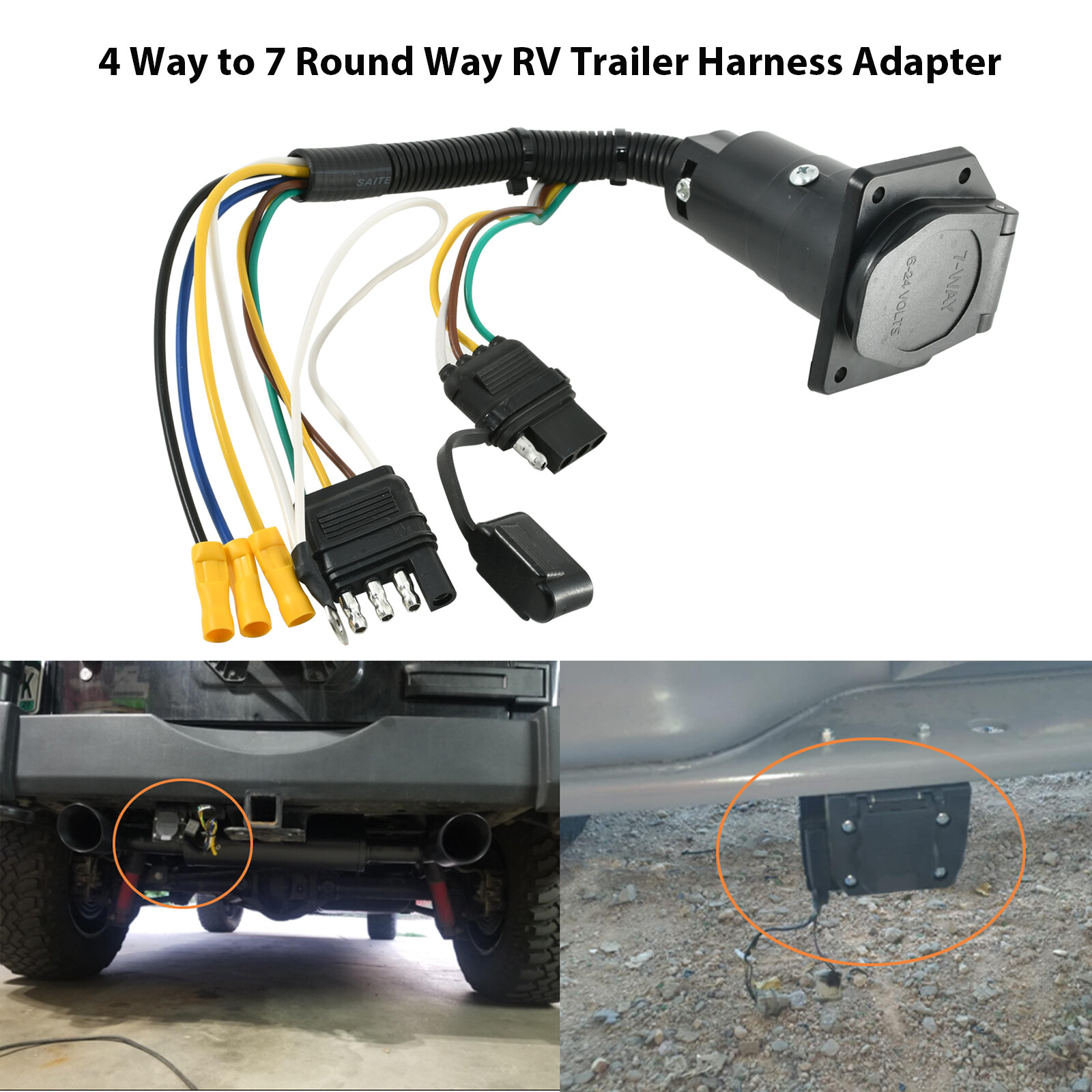 Truck Trailer Plug CURT 57676 4-Way Flat Vehicle-Side To 7-Way RV Blade ...