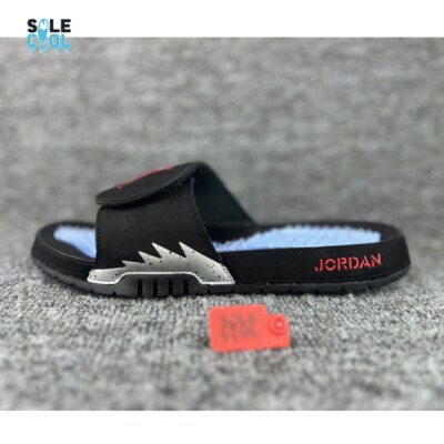 Nike Jordan HYDRO V 5 Retro Black Fire Red Silver Ice Men's Slippers ...