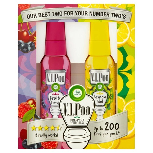 Air Wick VIPOO Toilet Bathroom Spray Freshener Odour Neutraliser Set 2 ...