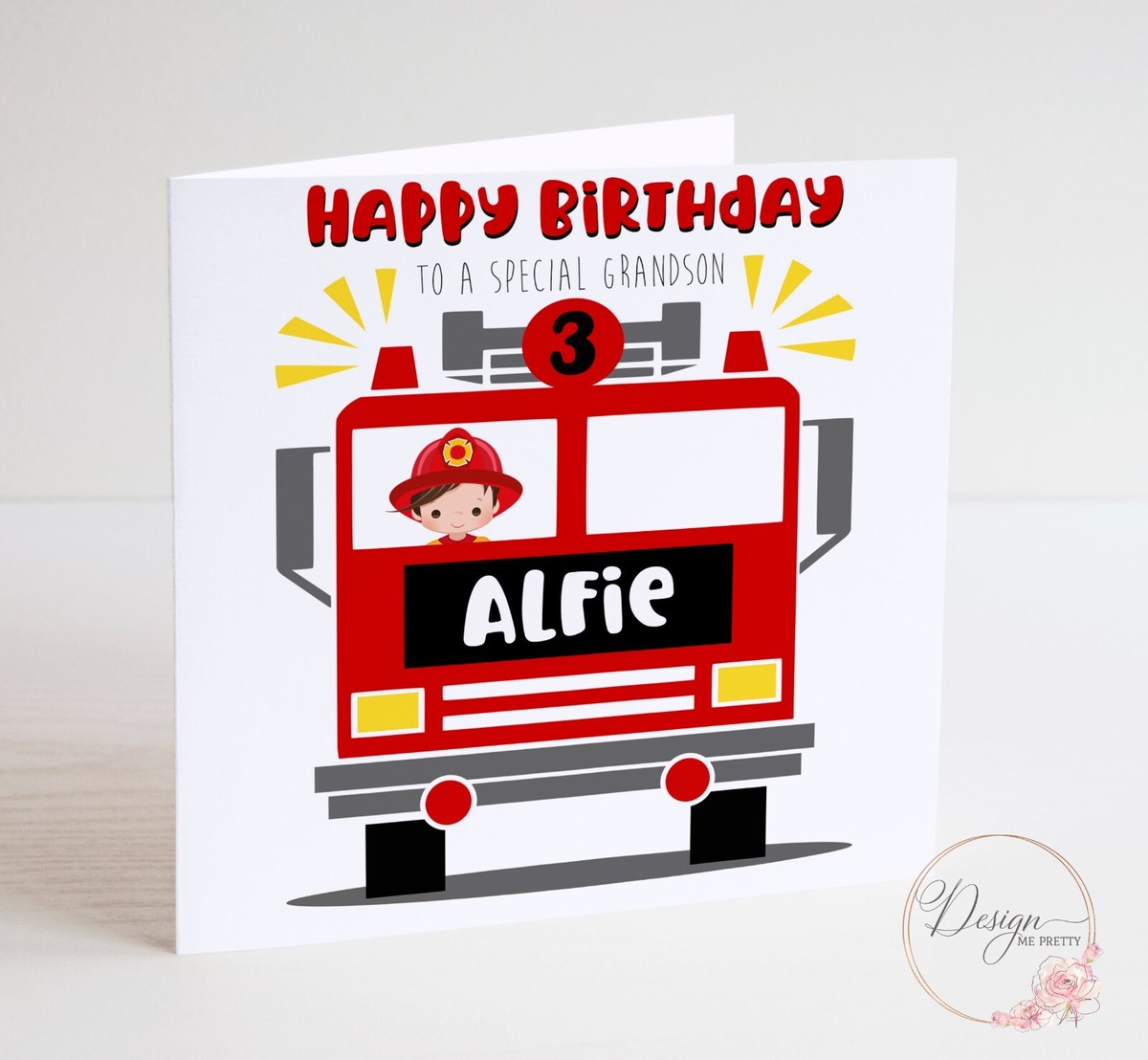 Fire Truck Birthday Cards