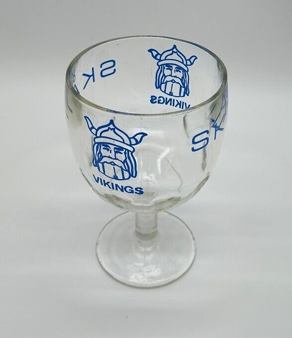 Vintage Vikings Skal Skol Cheers 6" Thumbprint Beer Glass Goblet Blue ...