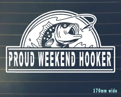 FISHING Sticker 170mm WIDE funny fishing tackle boat 4x4 car window ...