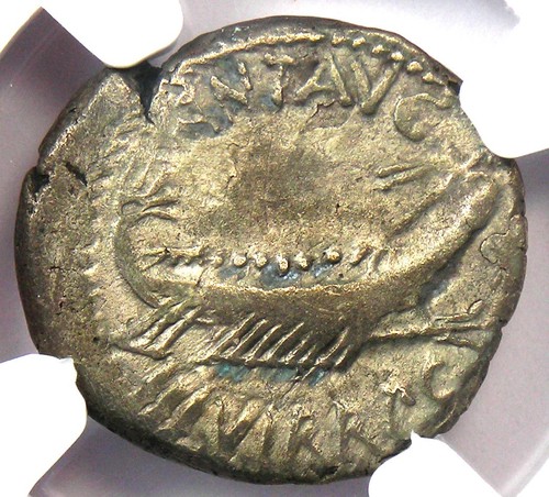 Marc Antony AR Denarius Silver Galley Legion XII Coin 32 BC - NGC ...
