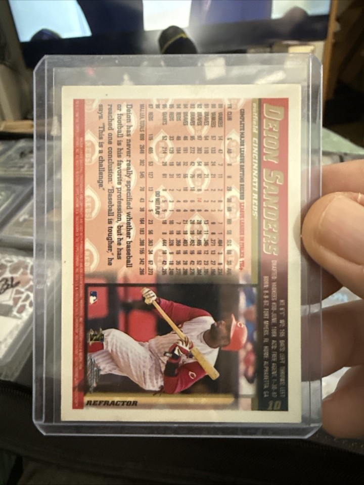 1998 Topps Chrome Deion Sanders #10 Cincinnati Reds Baseball Card ...