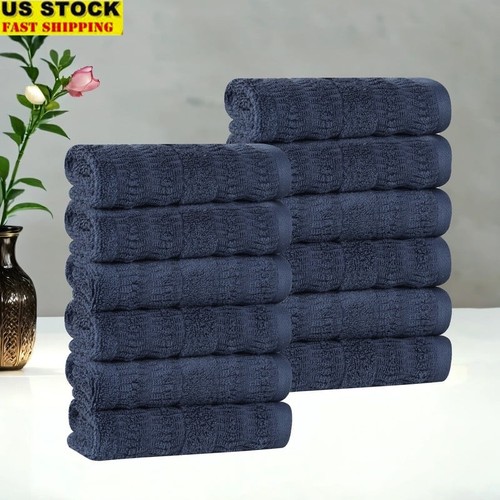 Plush Soft Absorbent Cotton Viscose Face Towels Set of 12 Quick Dry ...