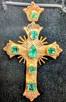 Gold Colombian Emerald Cross Pendant. Set In 3.5grams 18ktyg | eBay