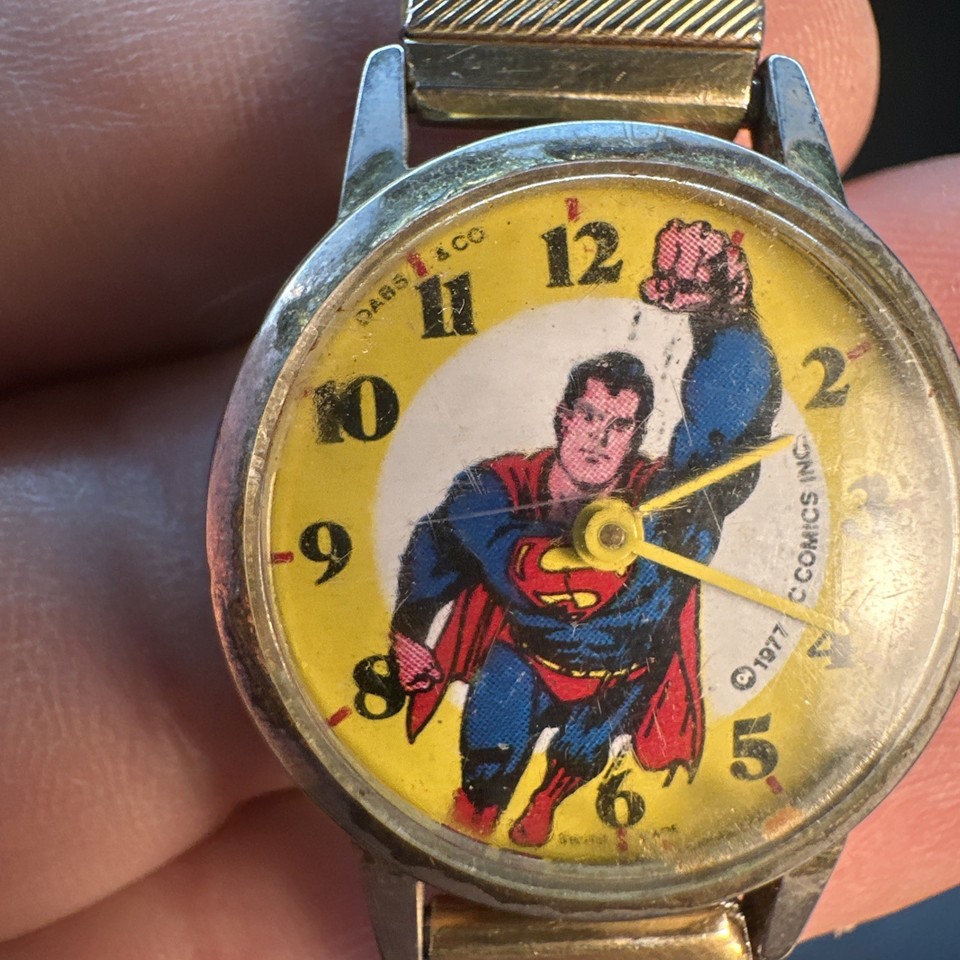 Superman Watch 1977 Swiss Made Needs Batteries Dabs & Co Vintage | eBay