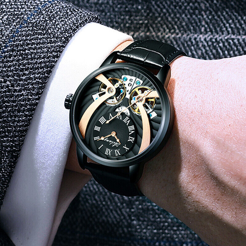 AILANG Brand Men's Watch Hollow Dual Tourbillon Mechanical Wristwatches ...