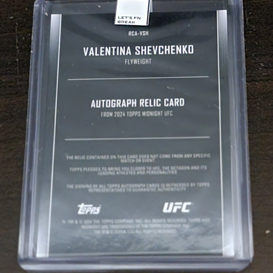 2024 Topps Ufc Midnight Valentina Shevchenko Autographed Patch Card | eBay