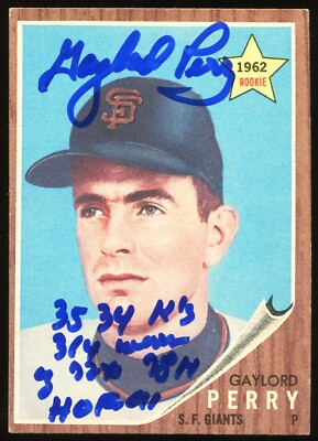 Gaylord Perry 1962 Topps #199 RC ROOKIE Auto Autograph JSA HoF HEAVY ...