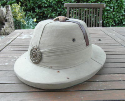 WW2 British Indian made Army Officer's Bombay Bowler Pith Helmet Sola ...