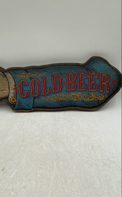 Multicolor Wooden Barware A Hand Pointing Collectible Cold Beer Sign | eBay