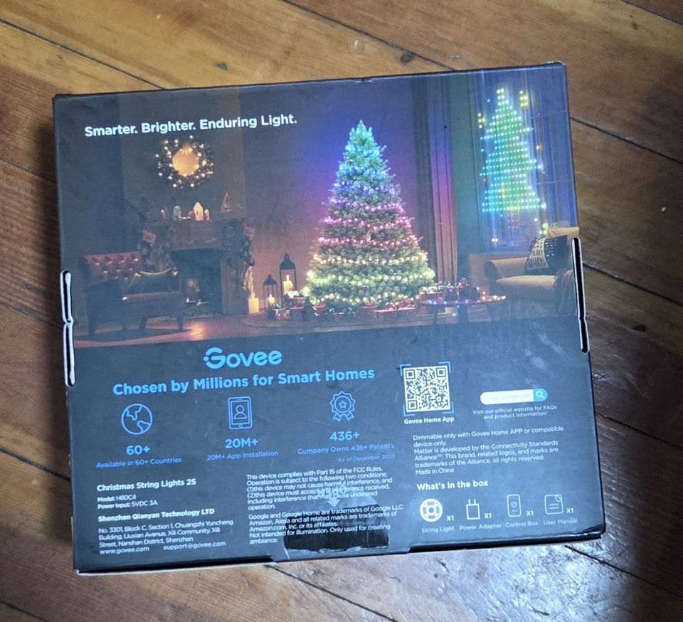 NEW Govee 2S 66ft LED Bluetooth RGB YARD Christmas Tree smart String ...