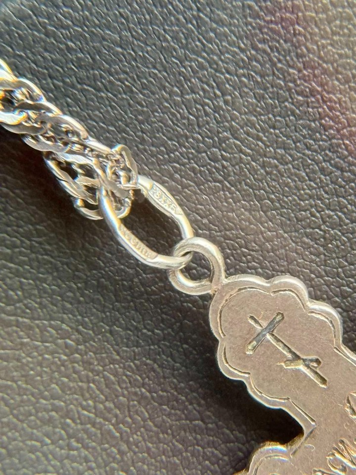 Antique Necklace Cross Jesus Silver 925 Pendant Christian Amulet Chain ...