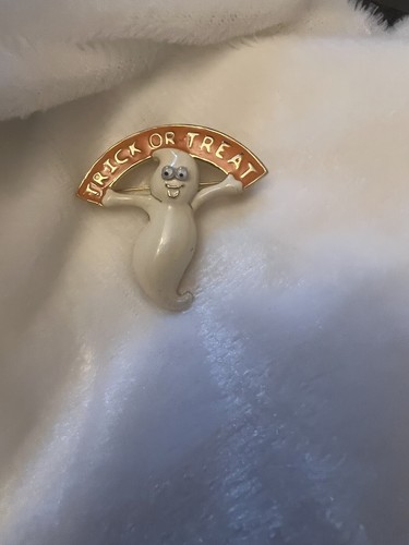 Ghost Vintage Enamel Brooch Halloween Spooky Seasonal Jewelry Pin ...