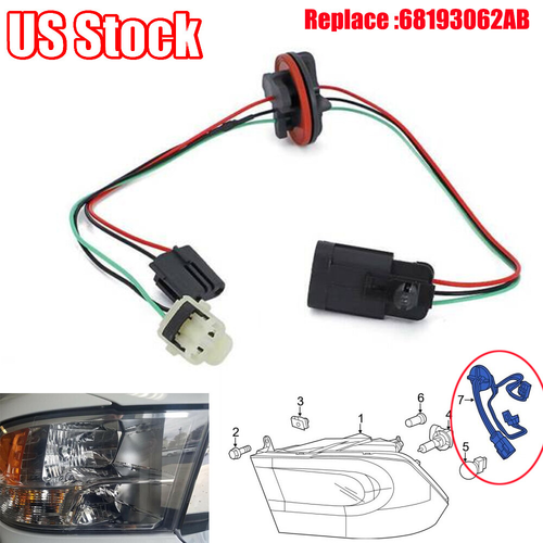Headlight Lamp Wiring Harness For 2010-2017 Dodge Ram 2500 3500 4500 ...