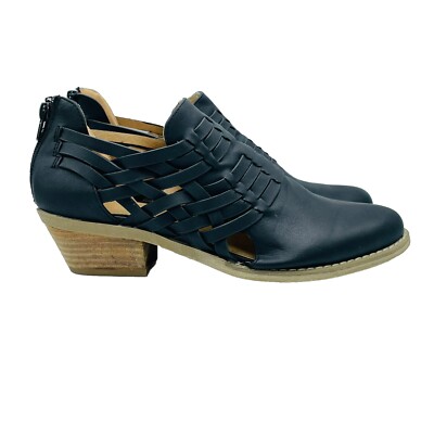 Report Shoes Womens Size 9 Black Woven Zip Ankle Fashion Booties Heels ...