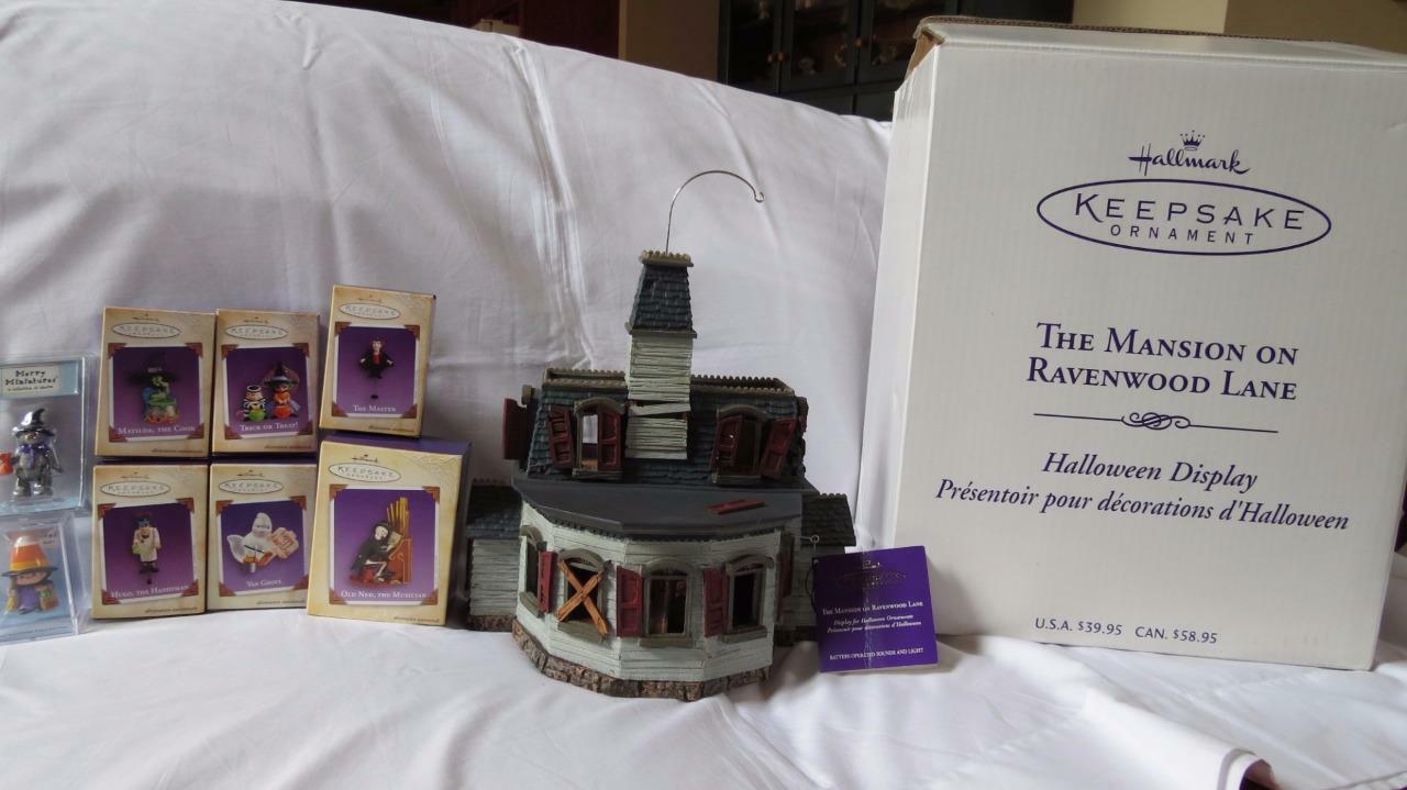 NEW Hallmark Mansion on Ravenwood Lane & Halloween Ornament Lot ...