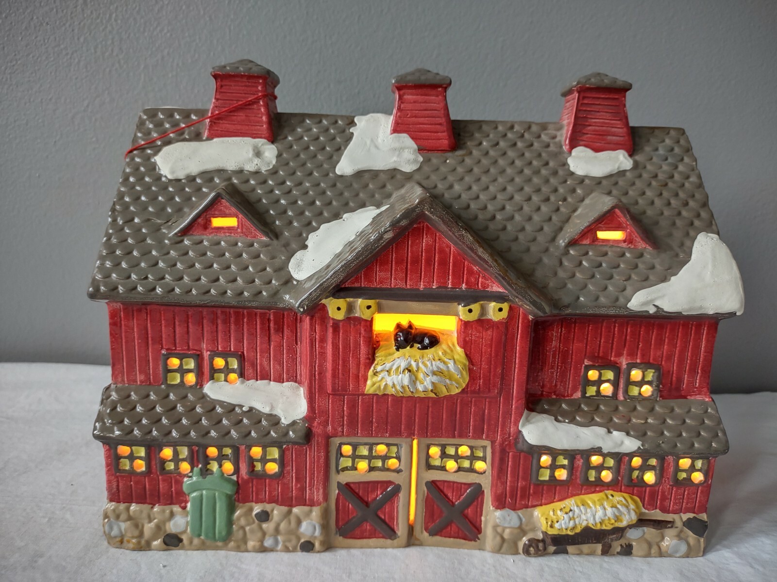 Department 56 Snow Village Hand Painted Ceramic Red Barn #50814 w/Box ...