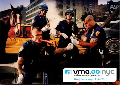 2000 VMA Video Music Awards NY City Punk Police Officers Taxi Postcard ...