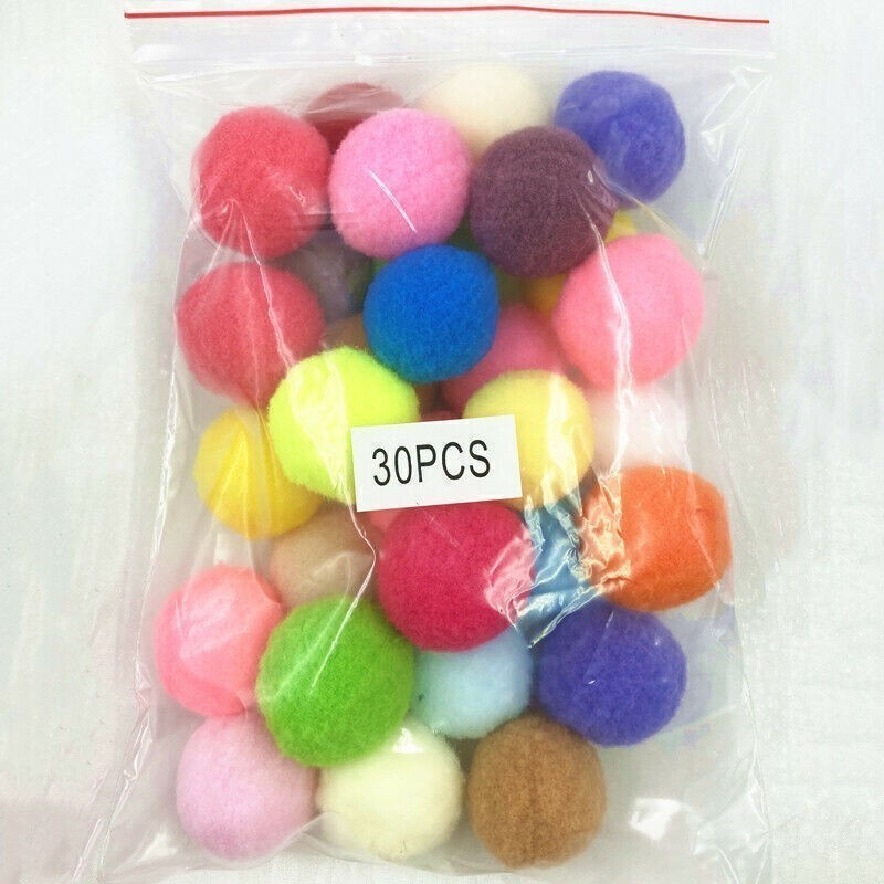 30/70PCS Pet Cat Soft Plush Bouncy Ball Interactive Funny Kitten Chase ...