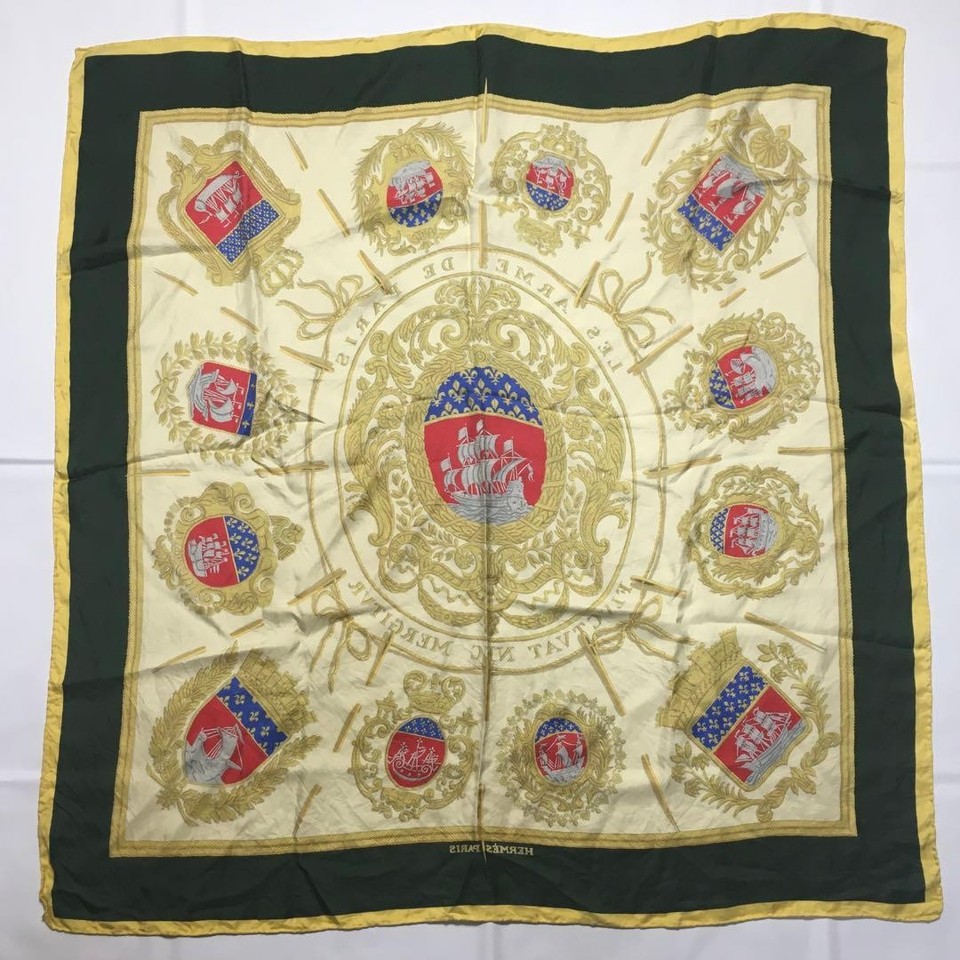 Hermes Carre 90 Silk Scarf Yellow Multi Color Authentic Luxury ...