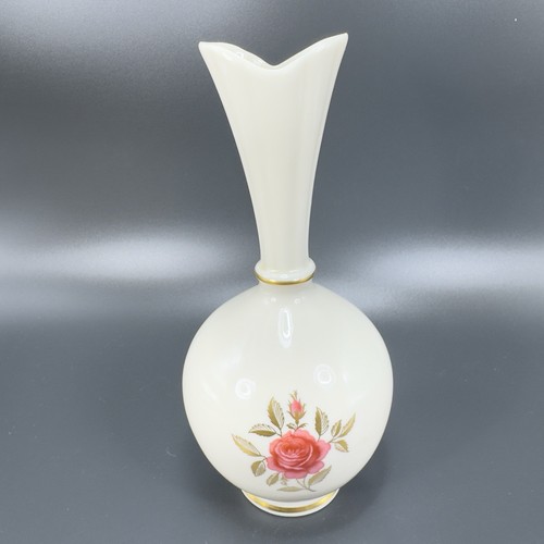 Vintage Lenox Ivory Porcelain Vase Tall Red Rose Pattern Made In USA ...