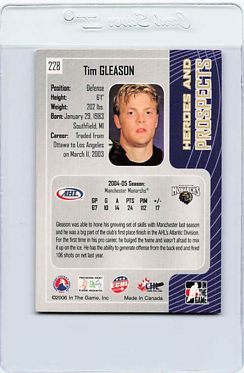2005/06 ITG #228 Tim Gleason Monarchs Signed Auto *H1766 | eBay