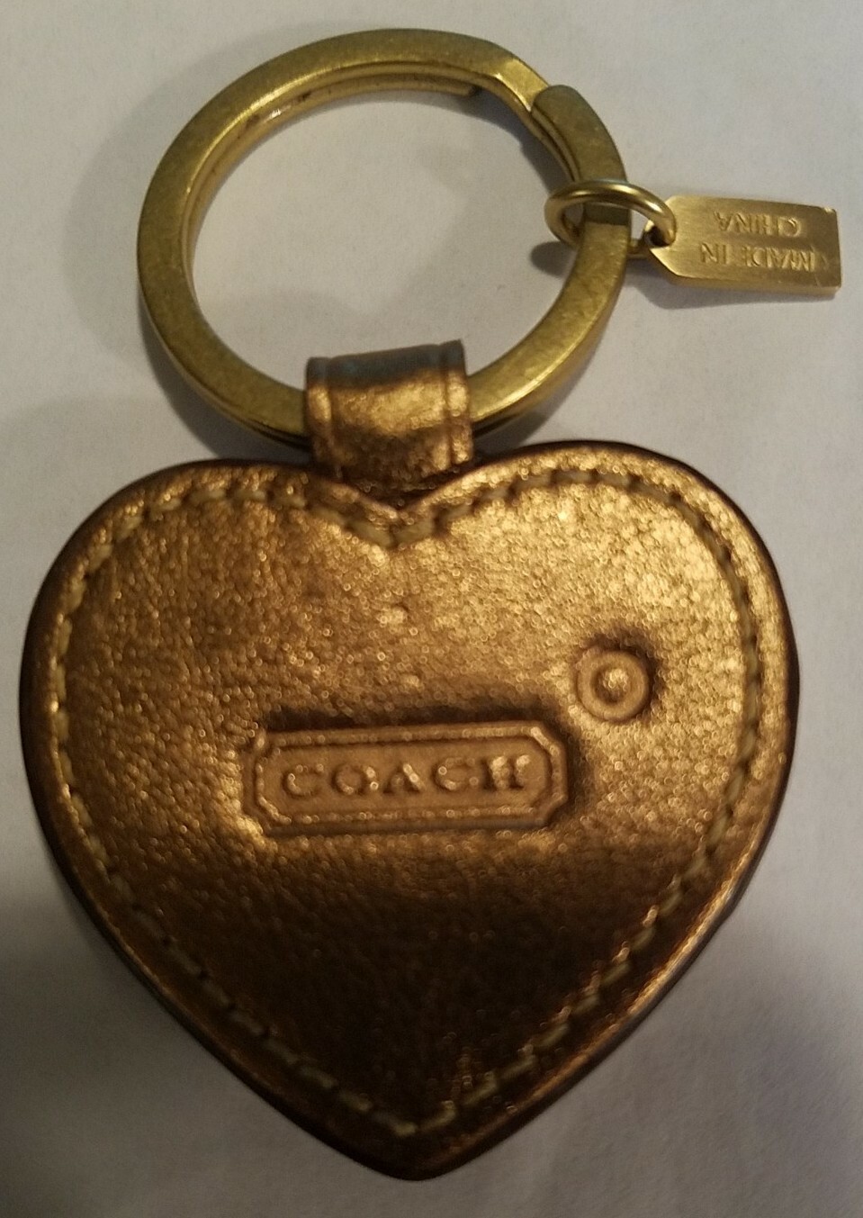 Coach Signature Heart Key Chain Original brown with g… - Gem