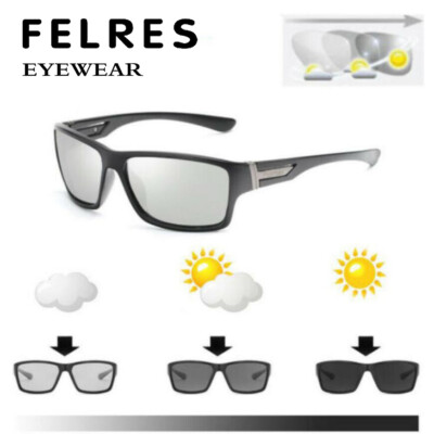 FELRES Men Photochromic Polarized Sunglasses Outdoor Driving Cycling ...