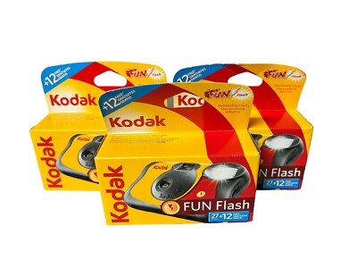 3x Kodak Fun Flash Single Use Camera (Yellow/Red) Expired 05/09 See ...