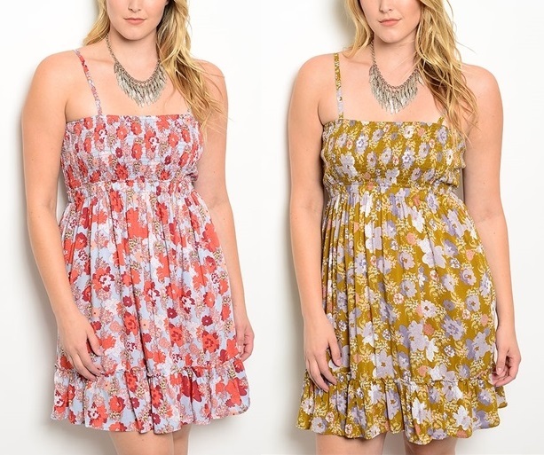 Zenobia Plus Size Floral Print Ruffle Spaghetti Strap Babydoll Dress | eBay