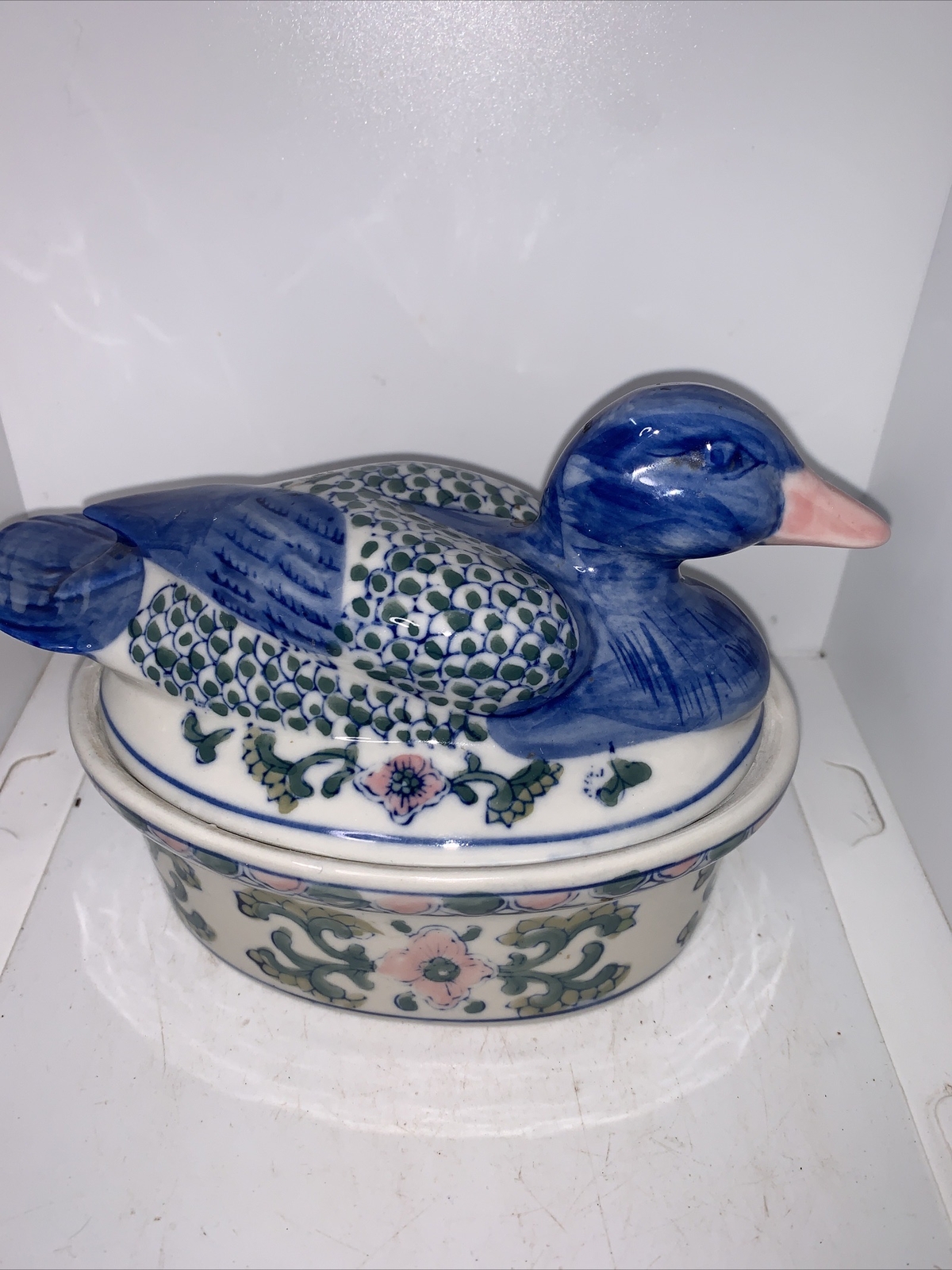 VINTAGE Porcelain Covered Duck Single Serve Terrine Or Large Trinket ...