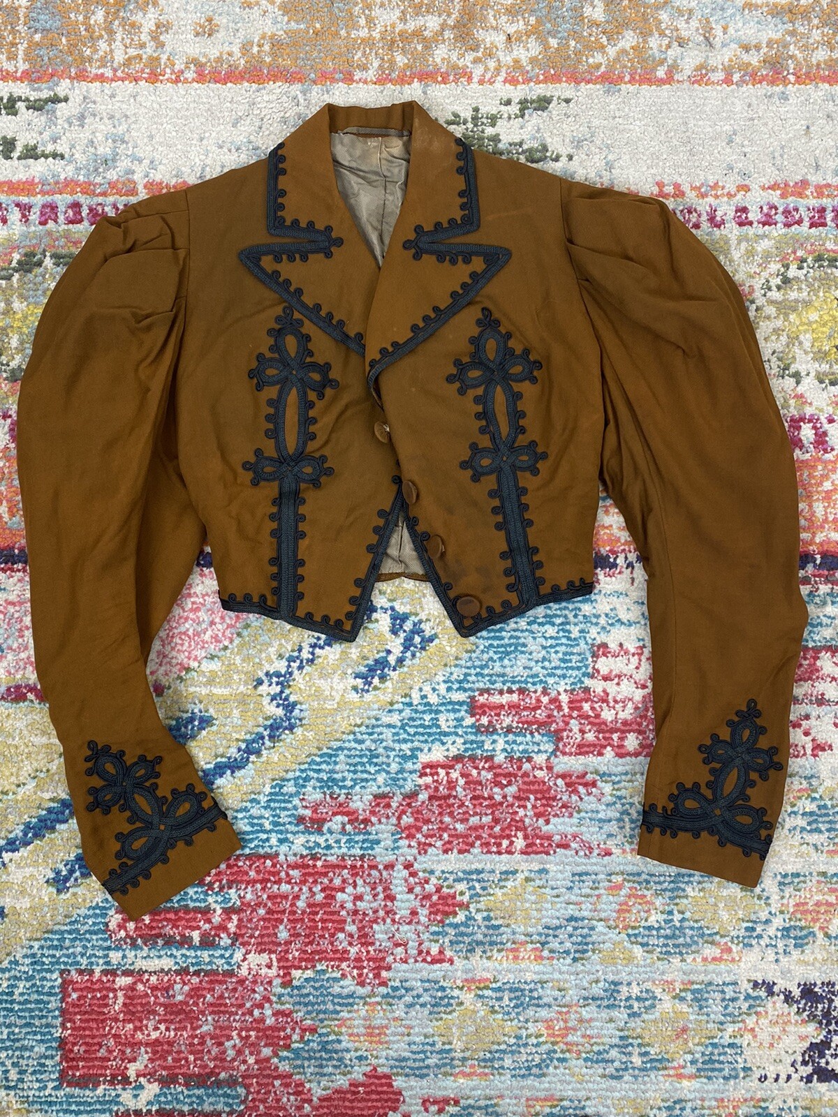 Antique 1890s Victorian Brown Wool Jacket Bodice with… - Gem