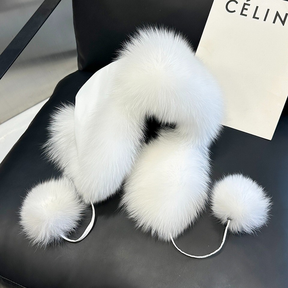 Women's Real Fox Fur Hats Russian Ushanka Aviator Trapper Hat Warm ...