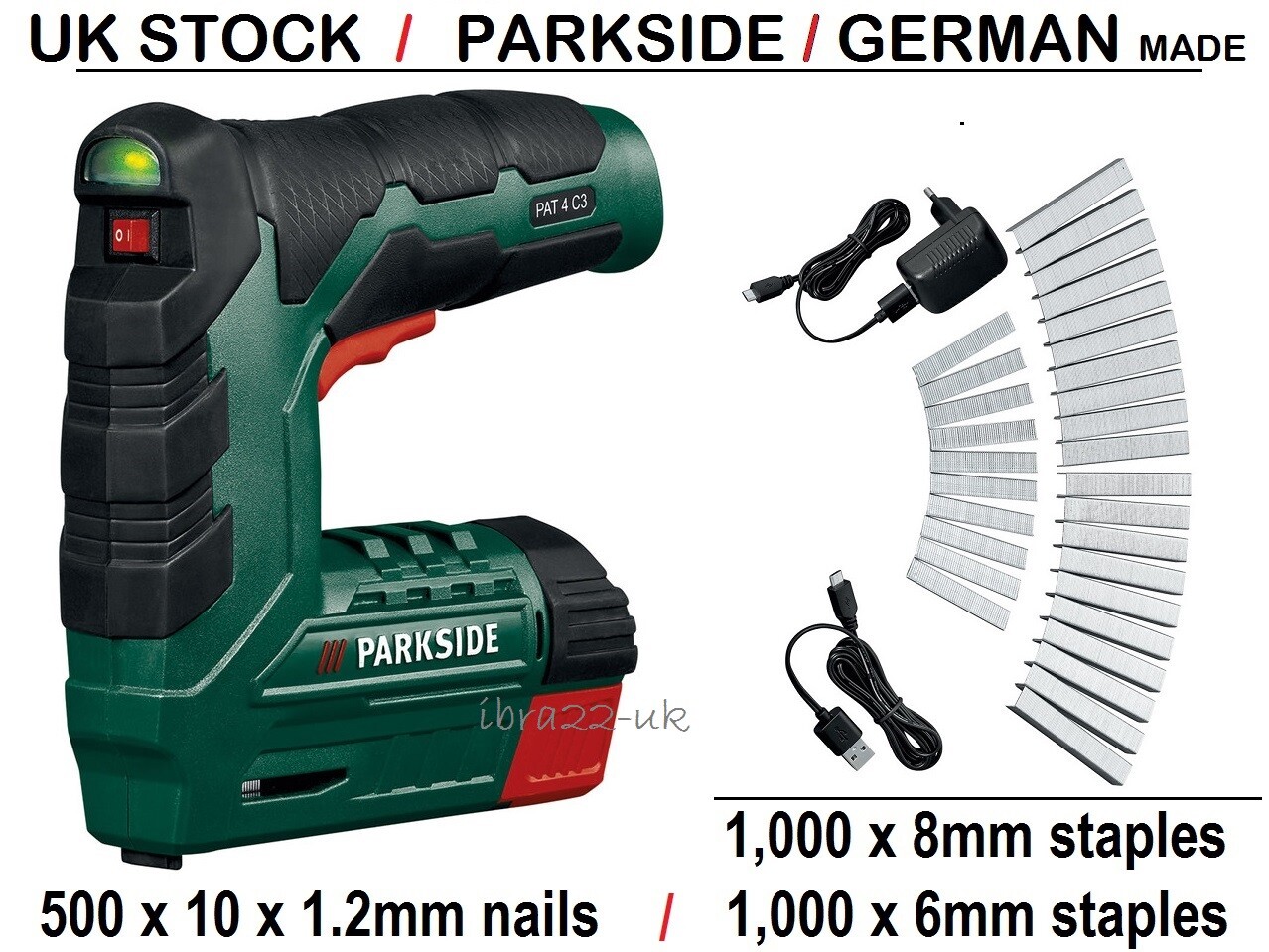 Parkside Lightweight tool 4v Cordless Nailer and Stapler PAT4C4 German ...