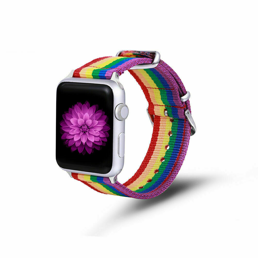 Pride Rainbow Nylon Watch Band Strap For Apple Watch Ultra 1 2 49mm ...