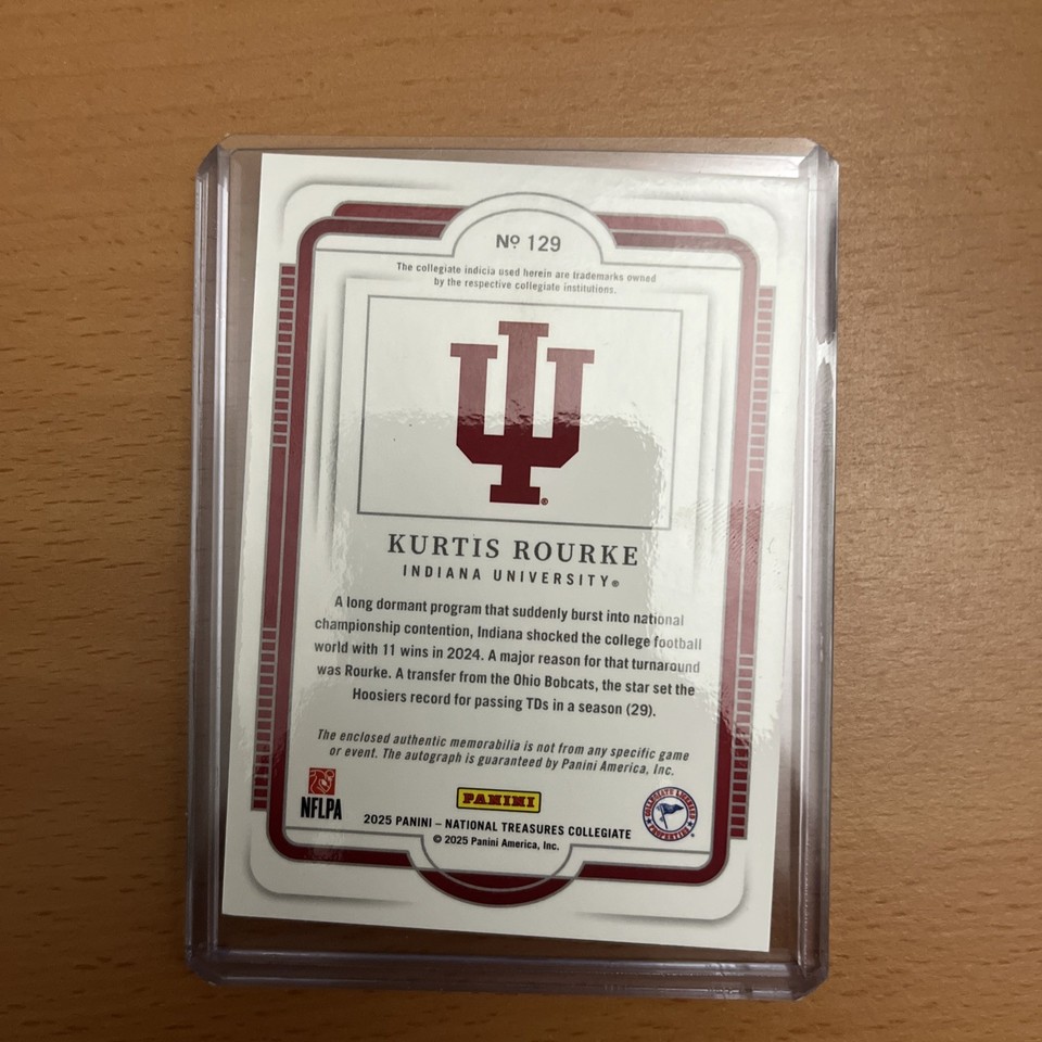2025 National Treasures Collegiate Kurtis Rourke Auto Patch /39 Indiana ...