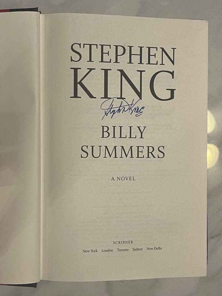 SIGNED 1ST SCRIBNER HARDCOVER ED + 1ST PRINTING - Billy Summers by ...