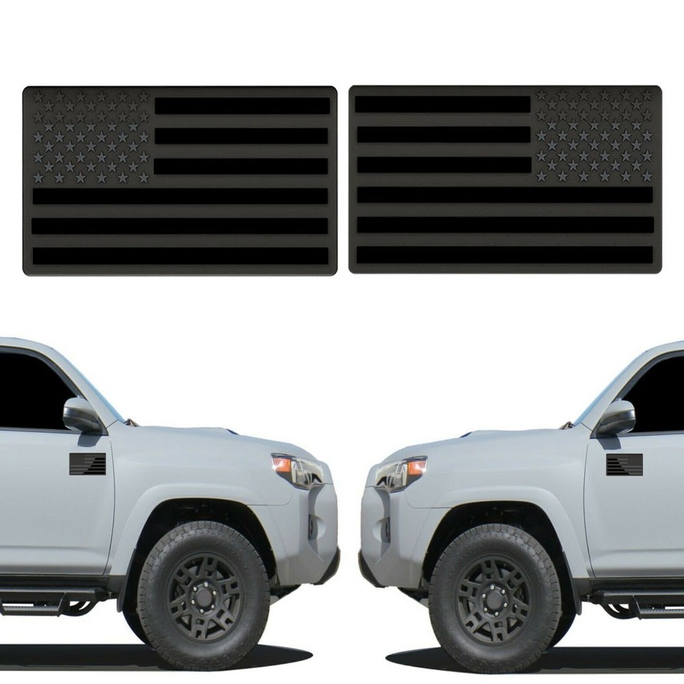 2x Black Metal USA Flag Sticker American Body Emblem For Car Truck ...